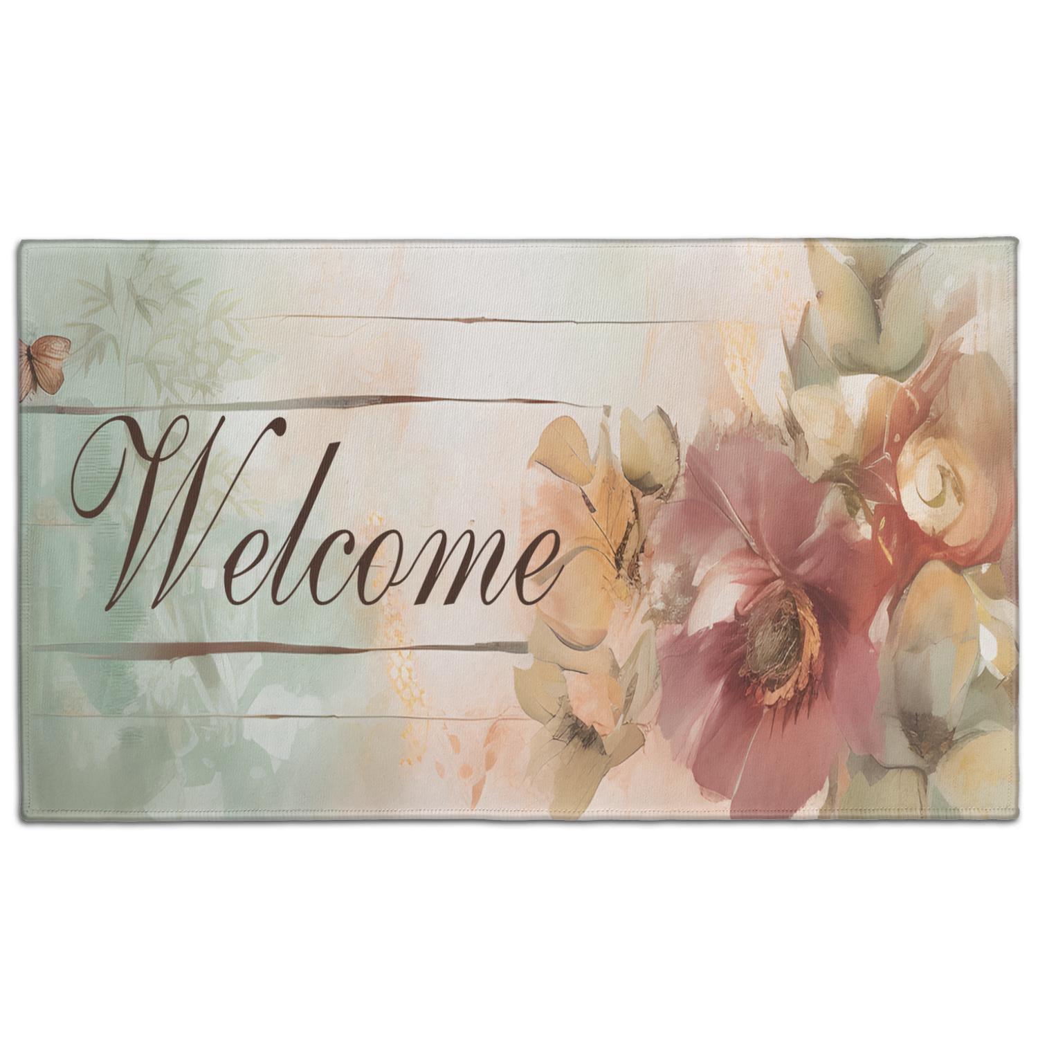Welcome Home Sweet Home Soring Floral Door Mats for Pet Vintage Rustic ...