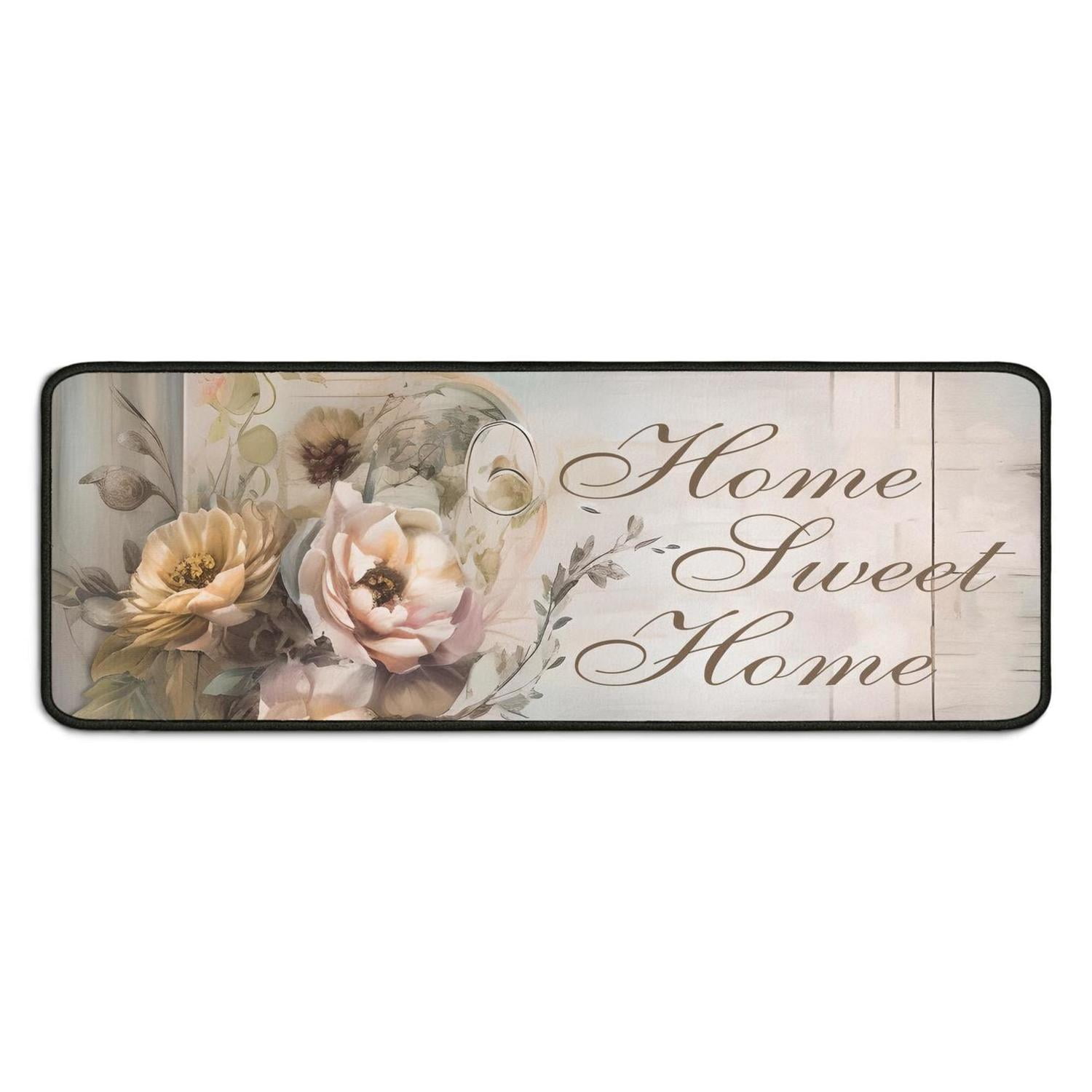 Welcome Home Sweet Home Soring Floral Kitchen Mat 2 Piece Cushioned and ...