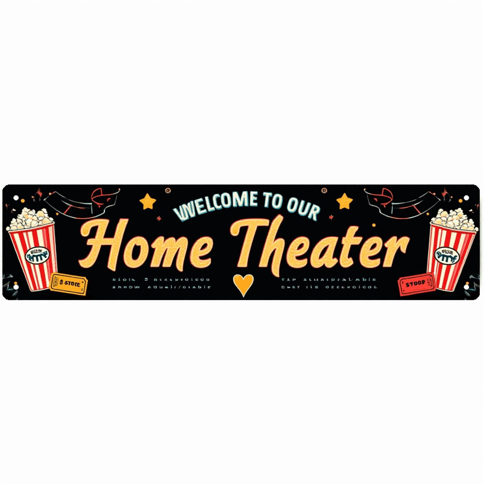 "Welcome to Our Home Theater" Tin Sign - 16x4 Inches Movie Decor for ...