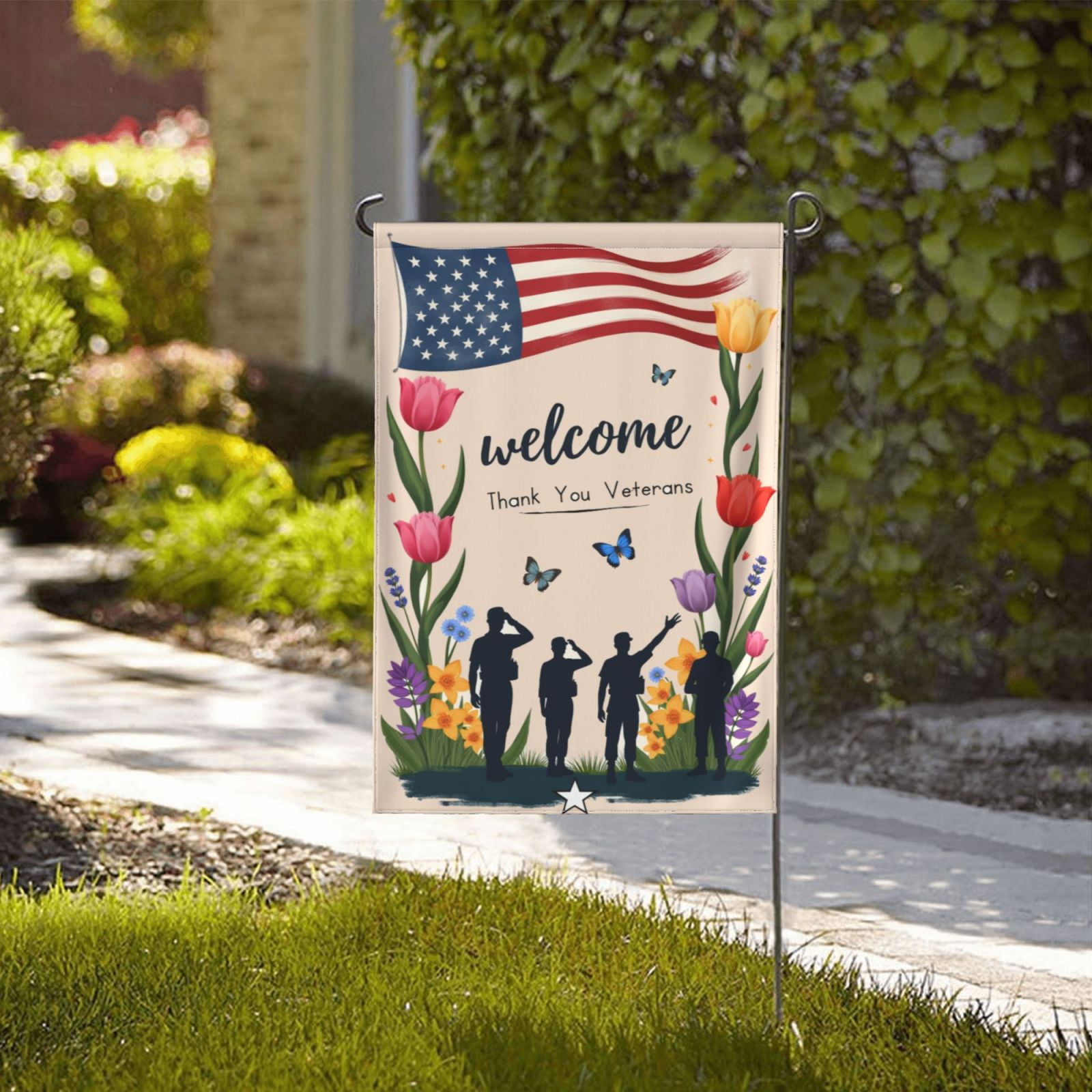 Welcome Home Veterans Garden Flag Double Sided 12x18 Inch Patriotic ...