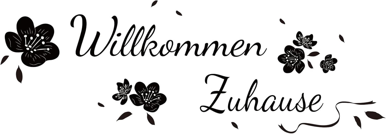 Welcome Home Vinyl Wall Stickers German Decal Saying Willkommen Zuhause ...