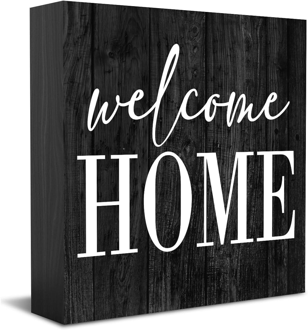 Welcome Home Wooden Box Sign Desk Decor Home Decor Wood Block Plaque ...