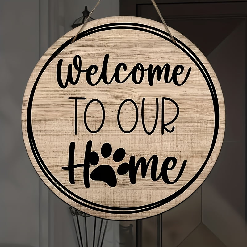 "Welcome to Our Home" Wooden Hanging Sign Art Deco Style "Welcome to ...