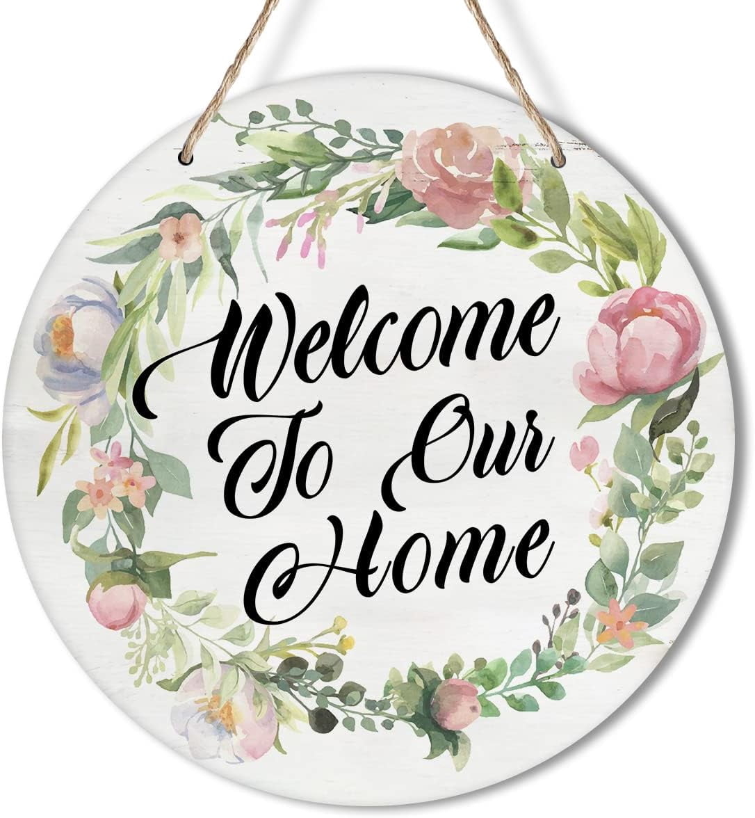 Welcome To Our Home Wreath Sign For Front Door, 10" Circle Sign For ...