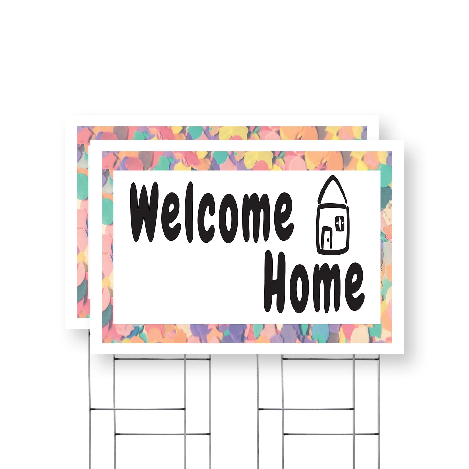 Welcome Home Yard Sign 2 Pack of 24 Inch x 36 Inch Double Sided ...