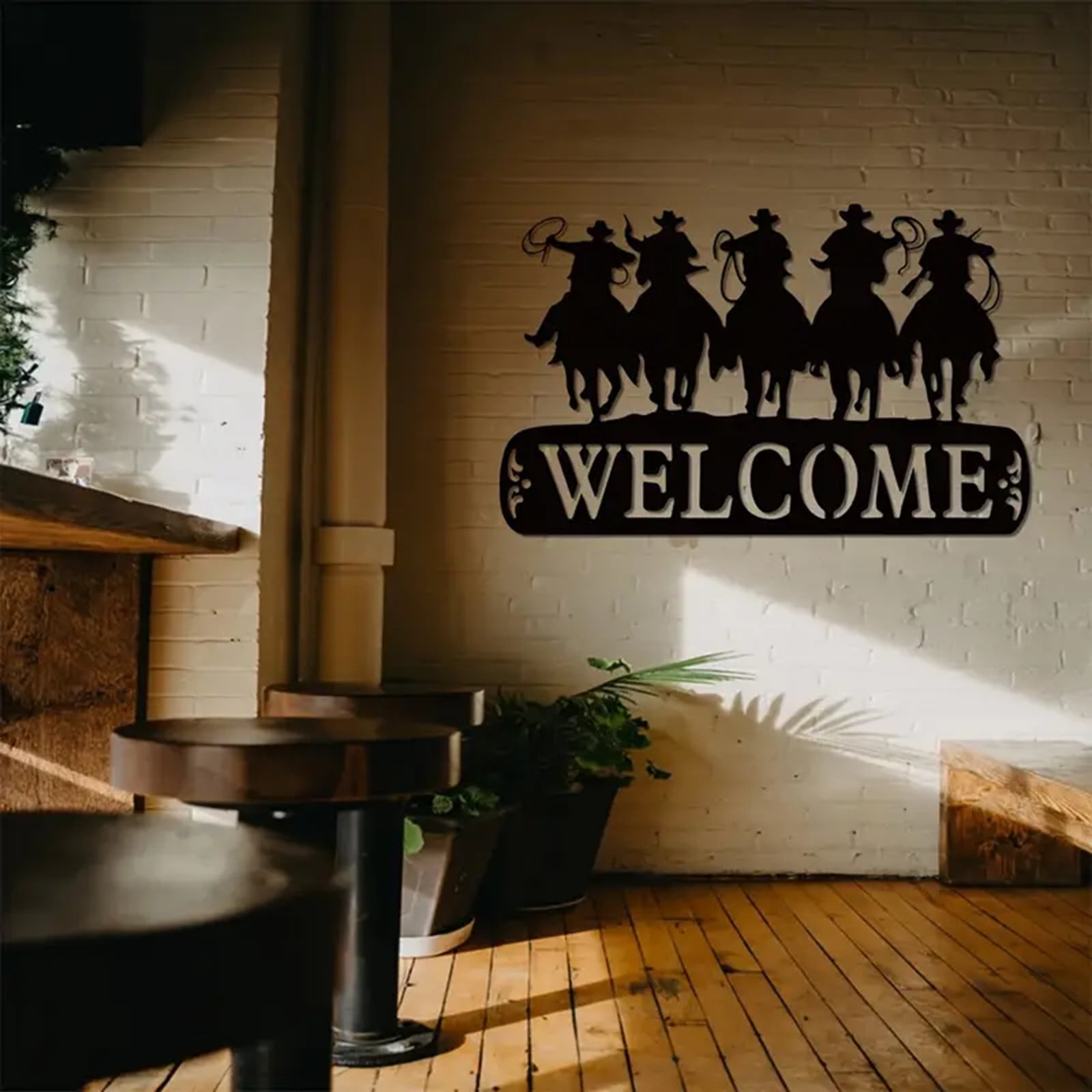 Welcome Horse And Cowboy Riding Cowboy Metal Logo Horse Metal Logo Art ...