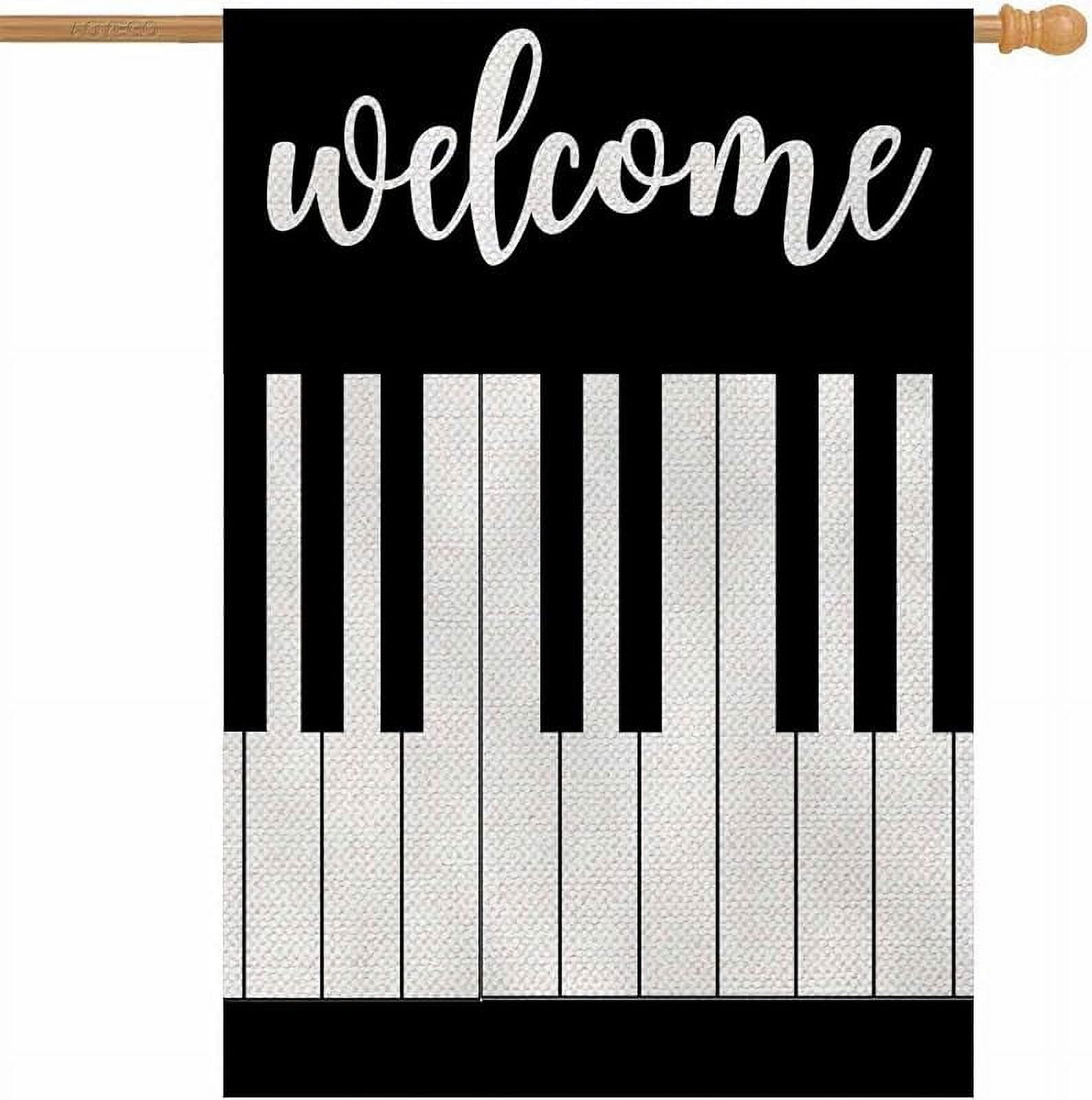 Welcome House Flag 28 x 40 Inch Large Vertical Double Sided Music Piano ...
