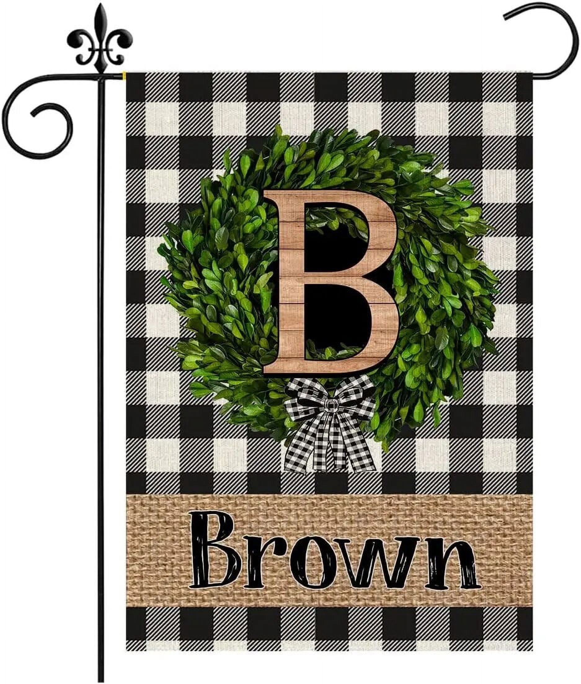 Welcome House Flags L Initial Letter Wreath Custom Last Name Porch ...