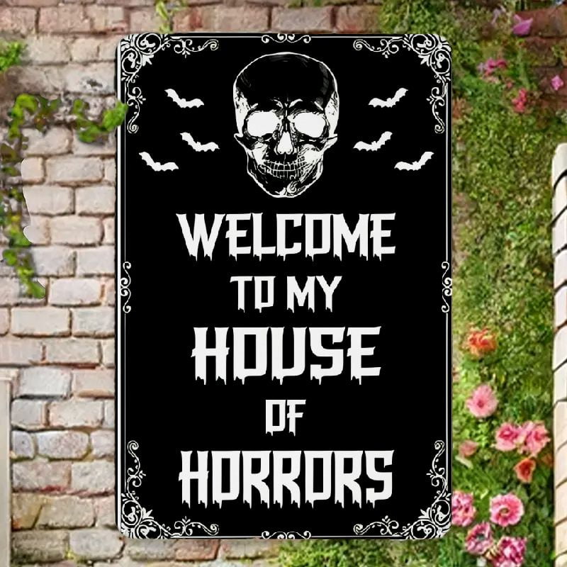 Welcome to My House of Horrors Iron Wall Hanging Sign - Vintage Gothic ...