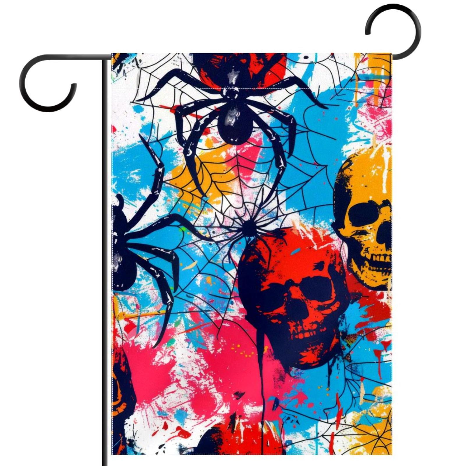 Welcome Human Skulls Spiders Spiderweb Garden Flag, Vertical Double ...