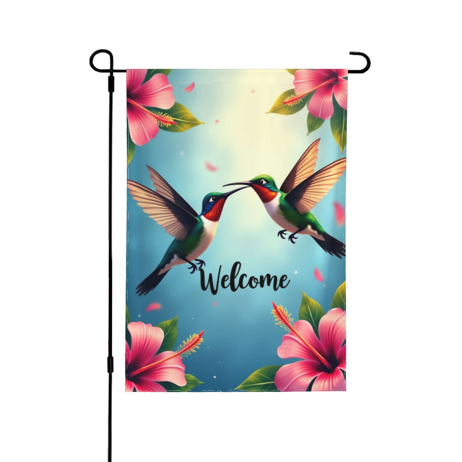 Welcome Hummingbird Hibiscus Garden Flag Double Sided 12x18 Inch Spring ...