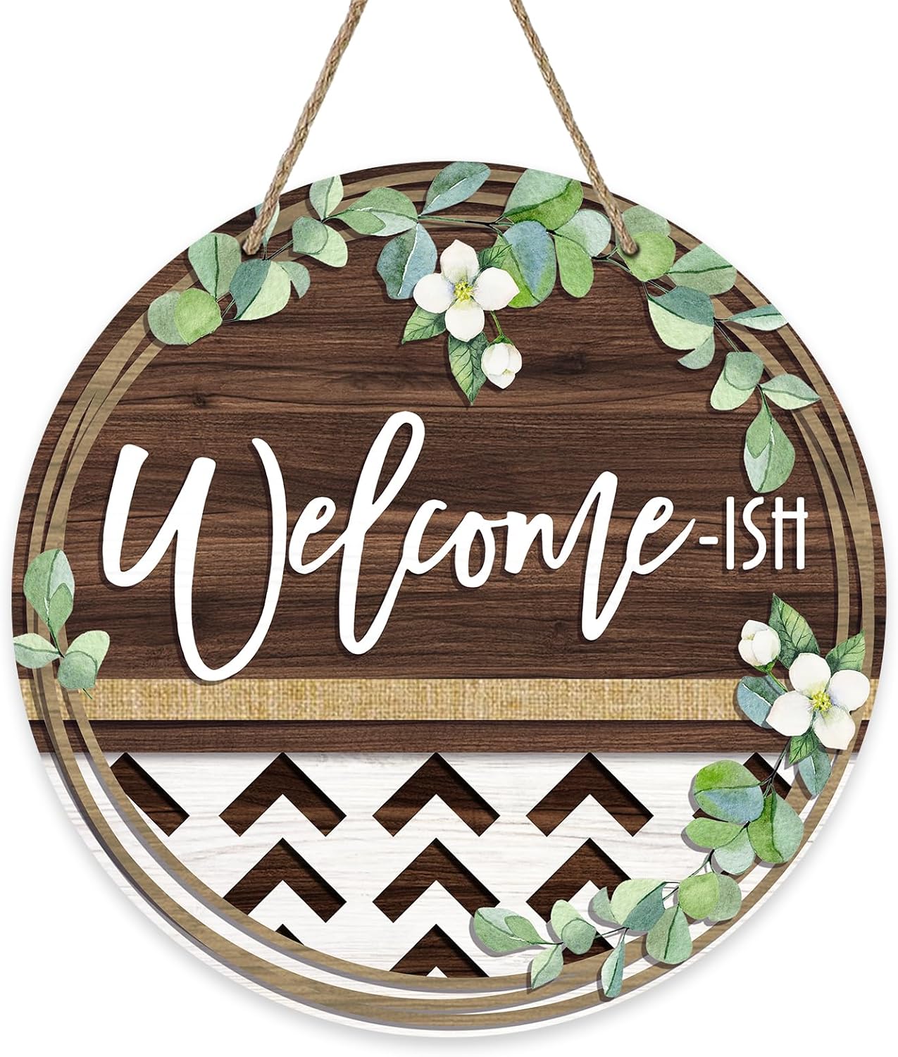Welcome-ISH Spring Summer Front Door Sign, Eucalyptus Leaves Farm Wood ...