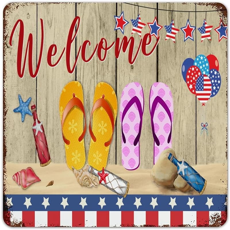 Welcome Independence Day Vintage Metal Signs Vintage Office Signs Beach ...