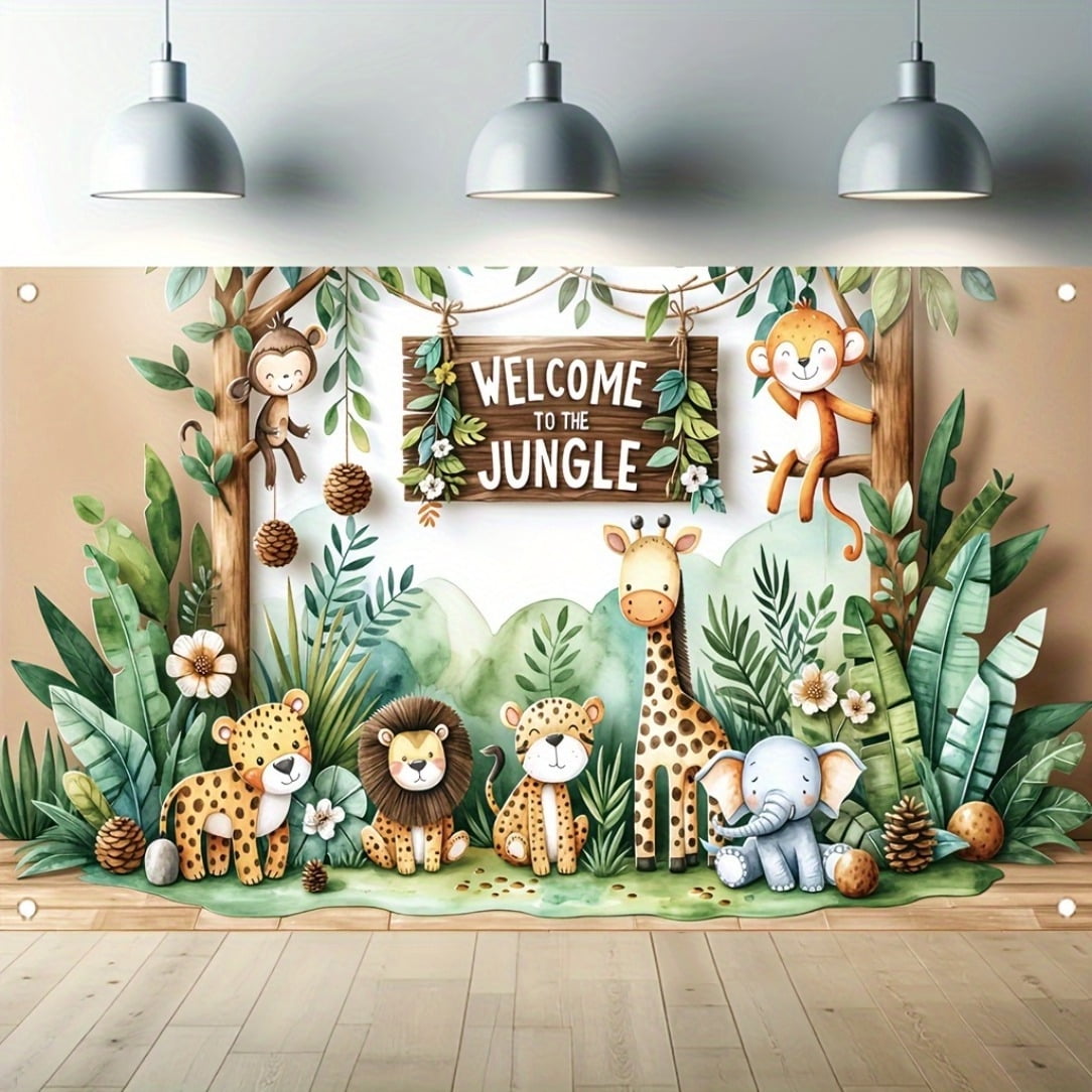 Welcome to the Jungle Backdrop Safari Happy Birthday Photography ...