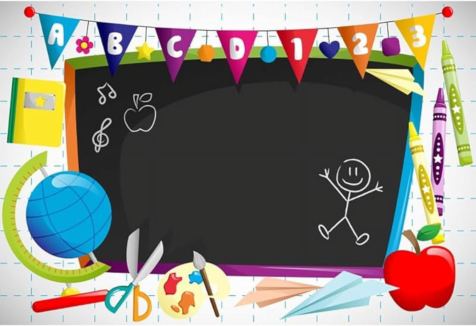 Welcome to Kindergarten Backdrop Cartoon ABC Letters Blackboard ...
