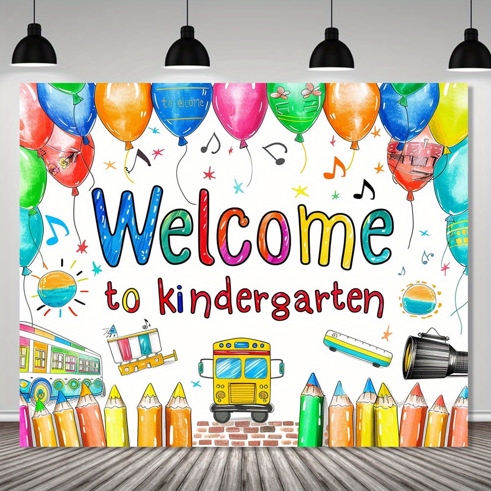 Welcome to Kindergarten Party Banner - Polyester Backdrop for Classroom ...