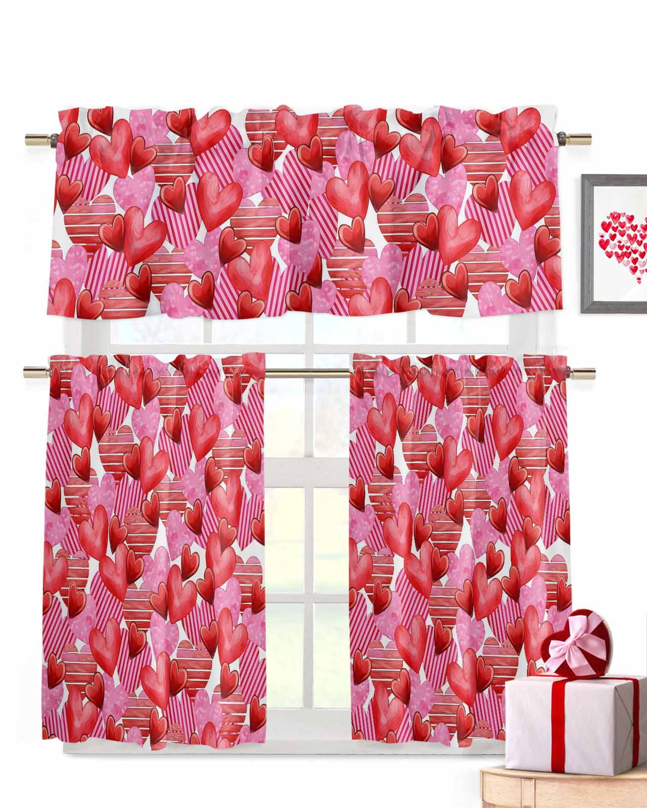 Welcome Kitchen Curtains Valances and Tiers Set of 3, 24 Inch Length ...