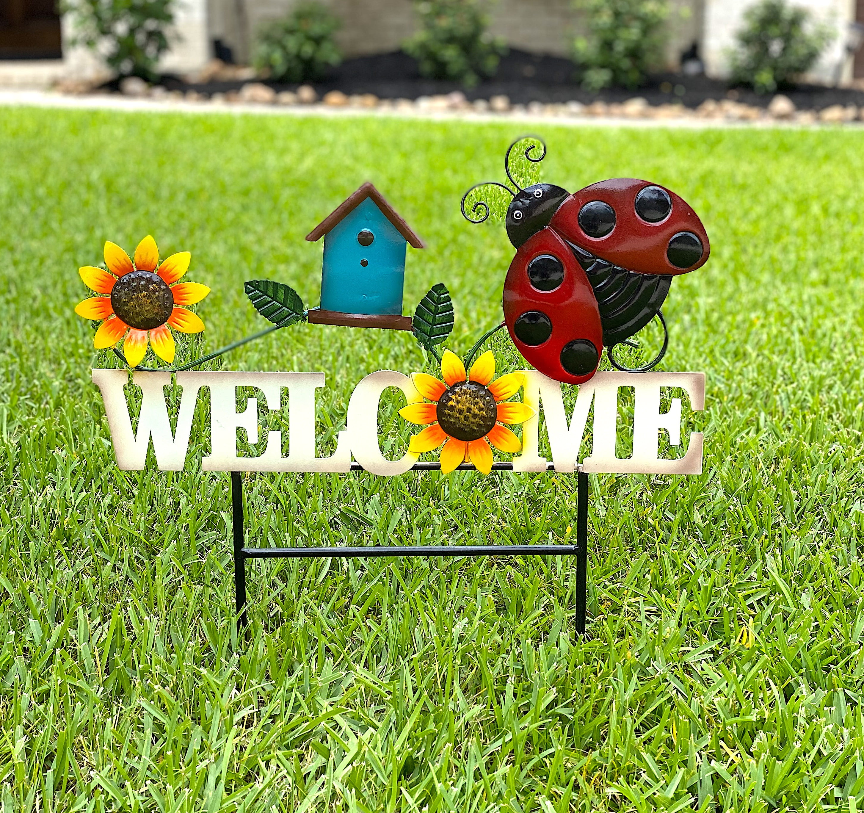 Welcome Ladybug Garden Stake Large Outdoor Decor Backyard Frontyard ...