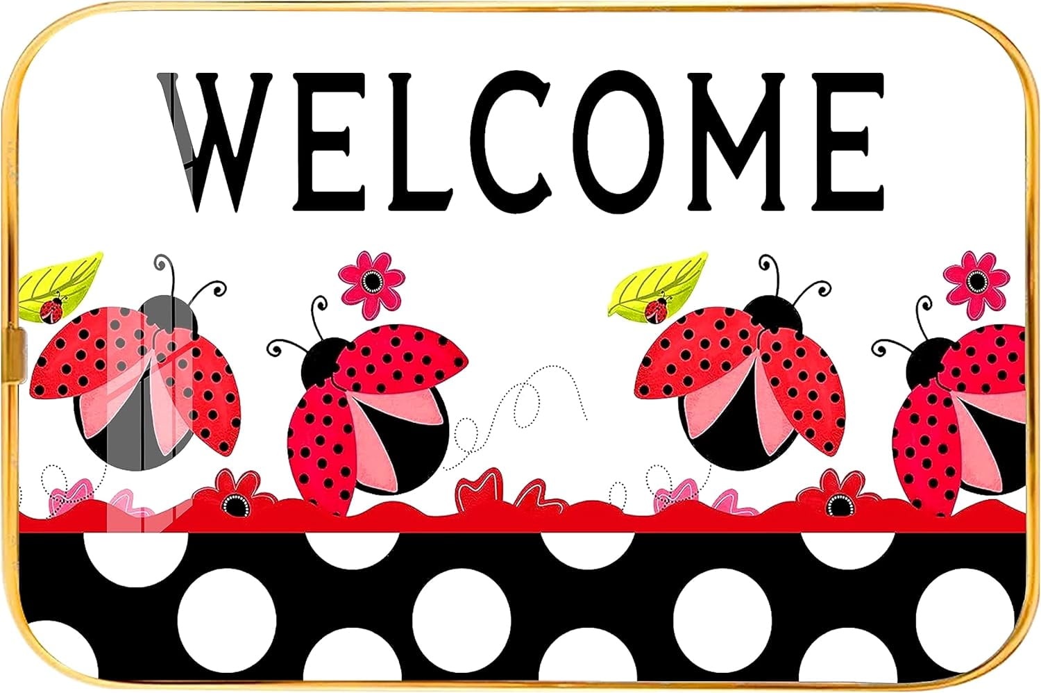 Welcome Ladybug Sign Home Kitchen Decor Crystal Porcelain Painting Wall ...