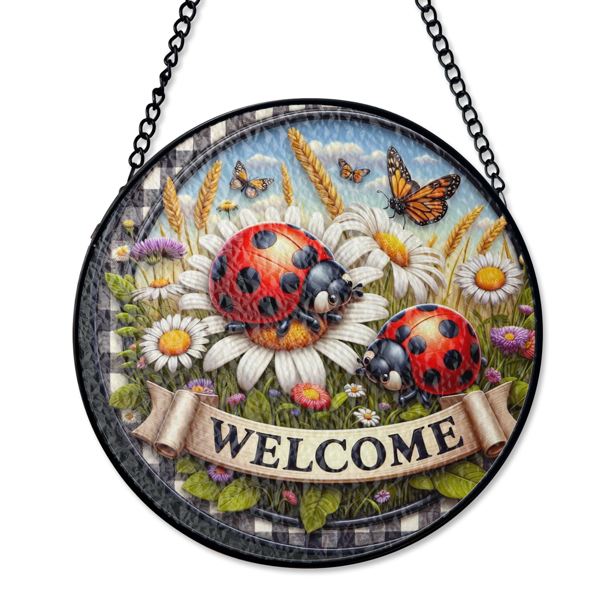Welcome Ladybugs And Butterflies Spring Stained Glass Suncatcher Bug ...