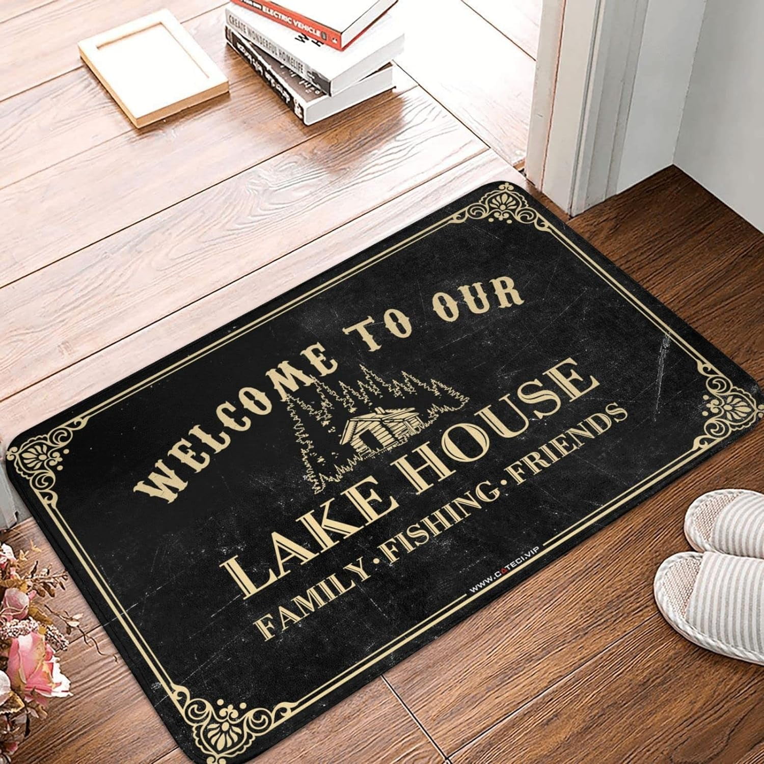 Welcome to Our Lake House Family Fishing Friends Plank Door Mat ...