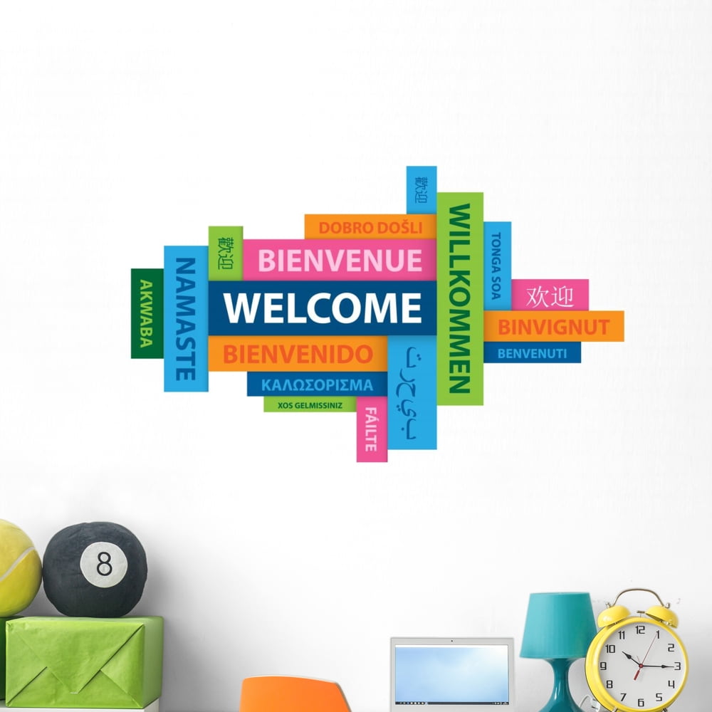 Welcome Languages Word Cloud Wall Decal Wallmonkeys Peel and Stick ...