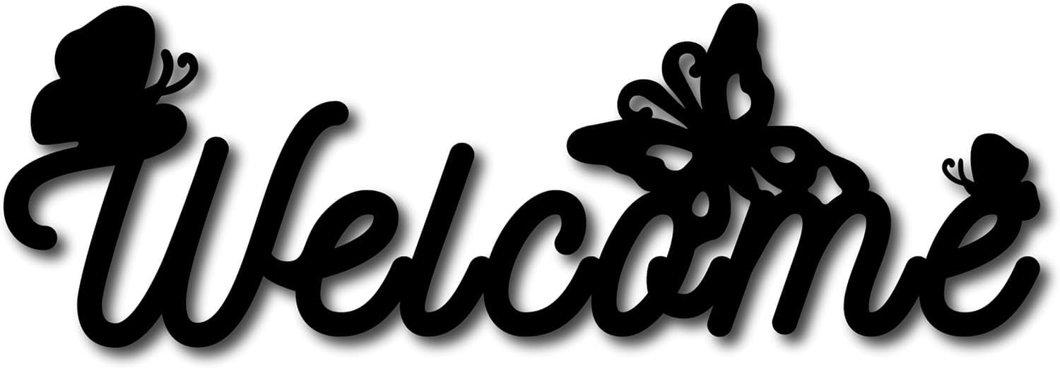 Welcome Laser Cut Wood Letter Sign Butterfly Wall Decor Cutouts ...
