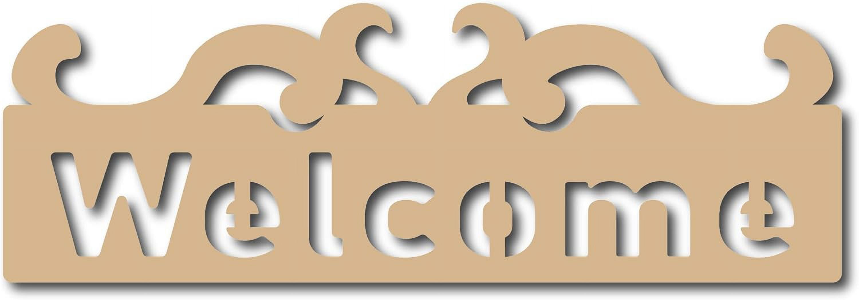 Welcome Laser Cut Wood Letter Sign Wall Decor Cutouts Unfinished Wooden ...