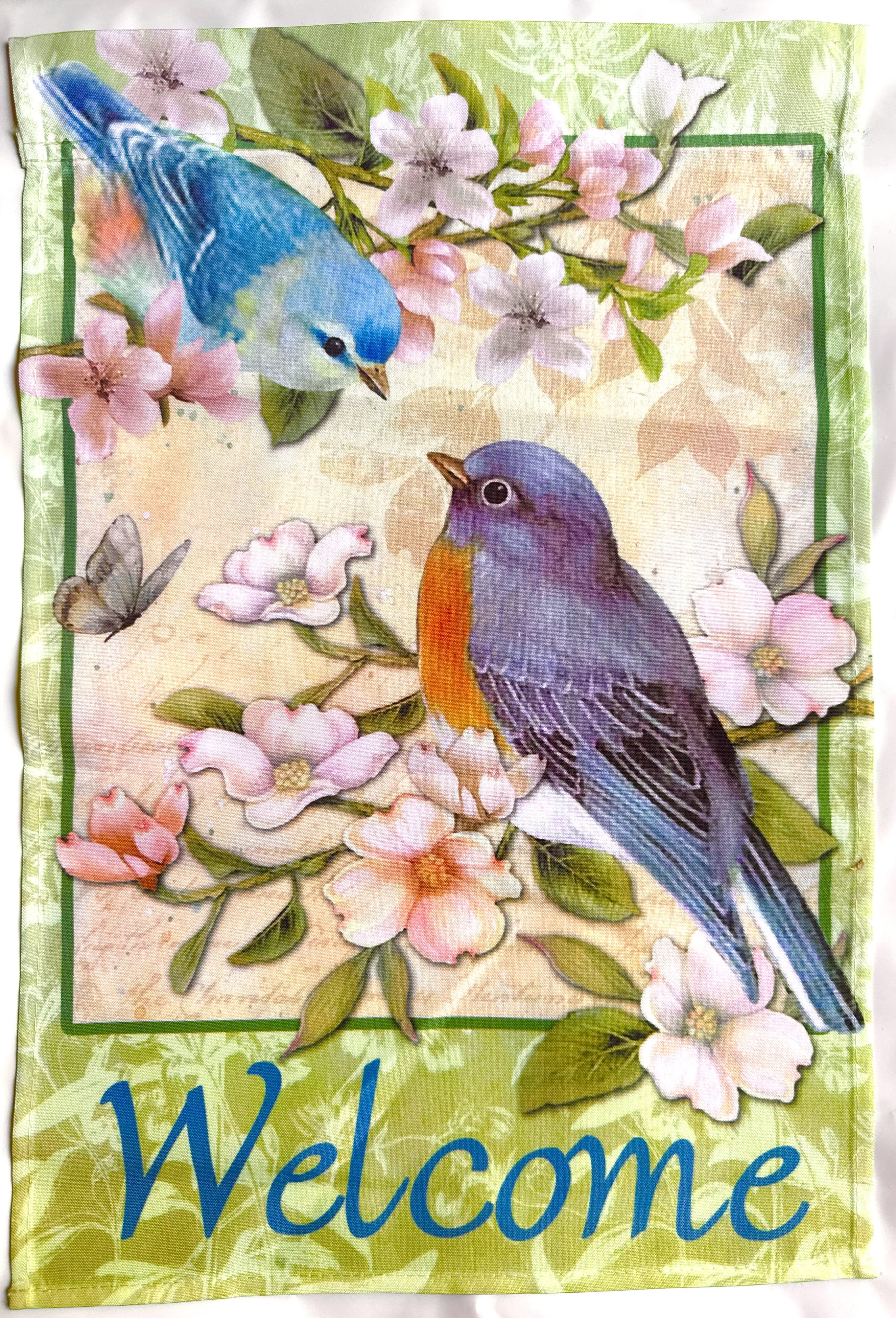 Welcome Lawn Flag w/ Love Blue Birds by Garden Accents (12 x 18 Inch ...