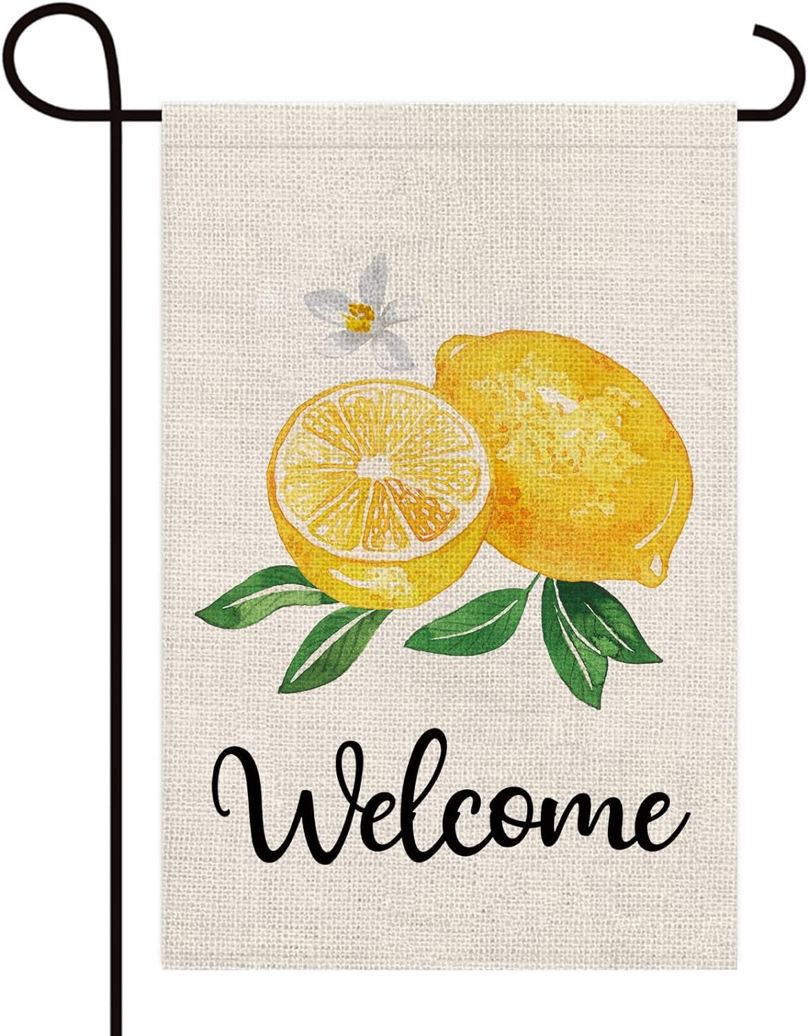 Welcome Lemon Floral Decoration Double Sided Burlap Garden Flag Summer ...