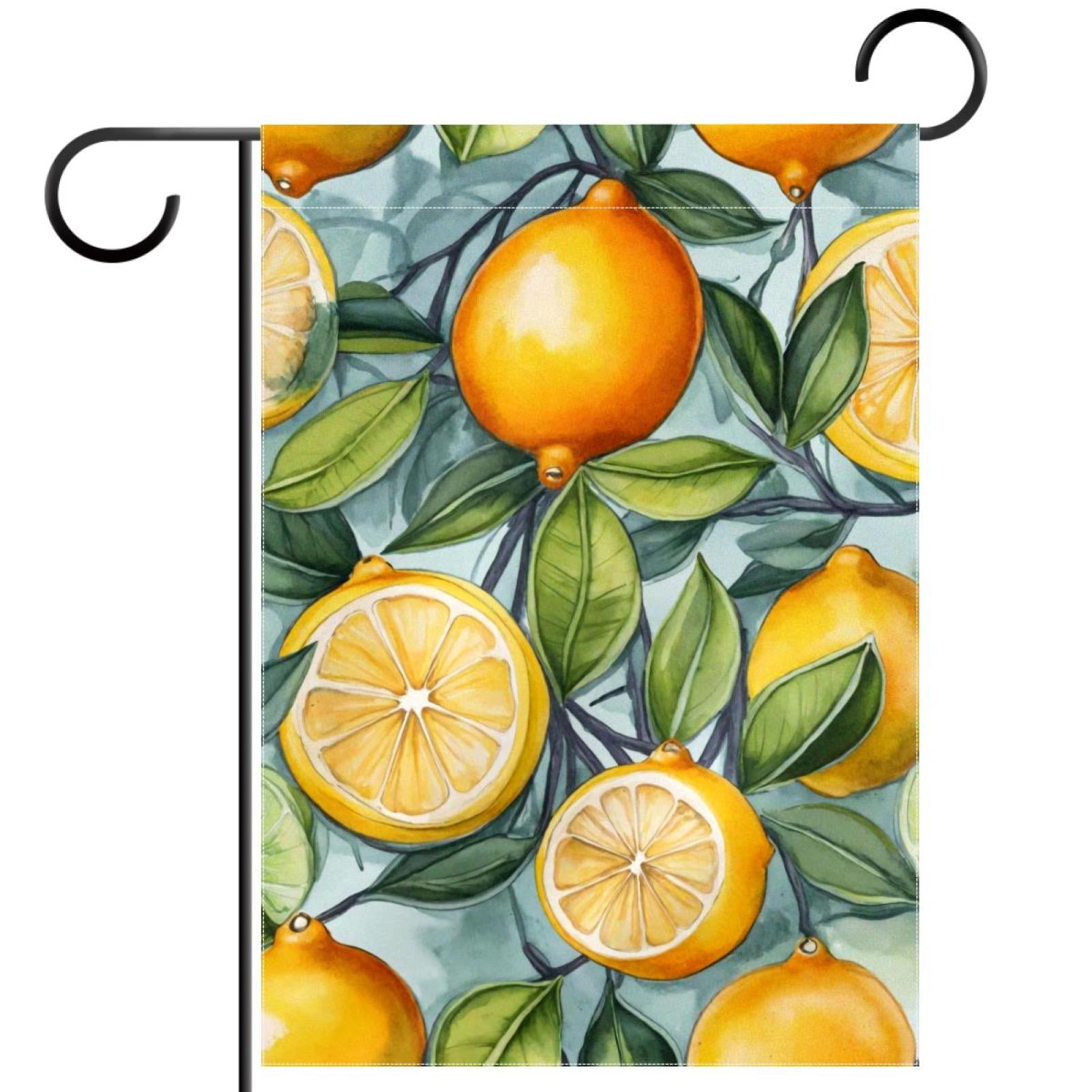 Welcome Lemon Pattern Garden Flag, Vertical Double Sided Small House ...
