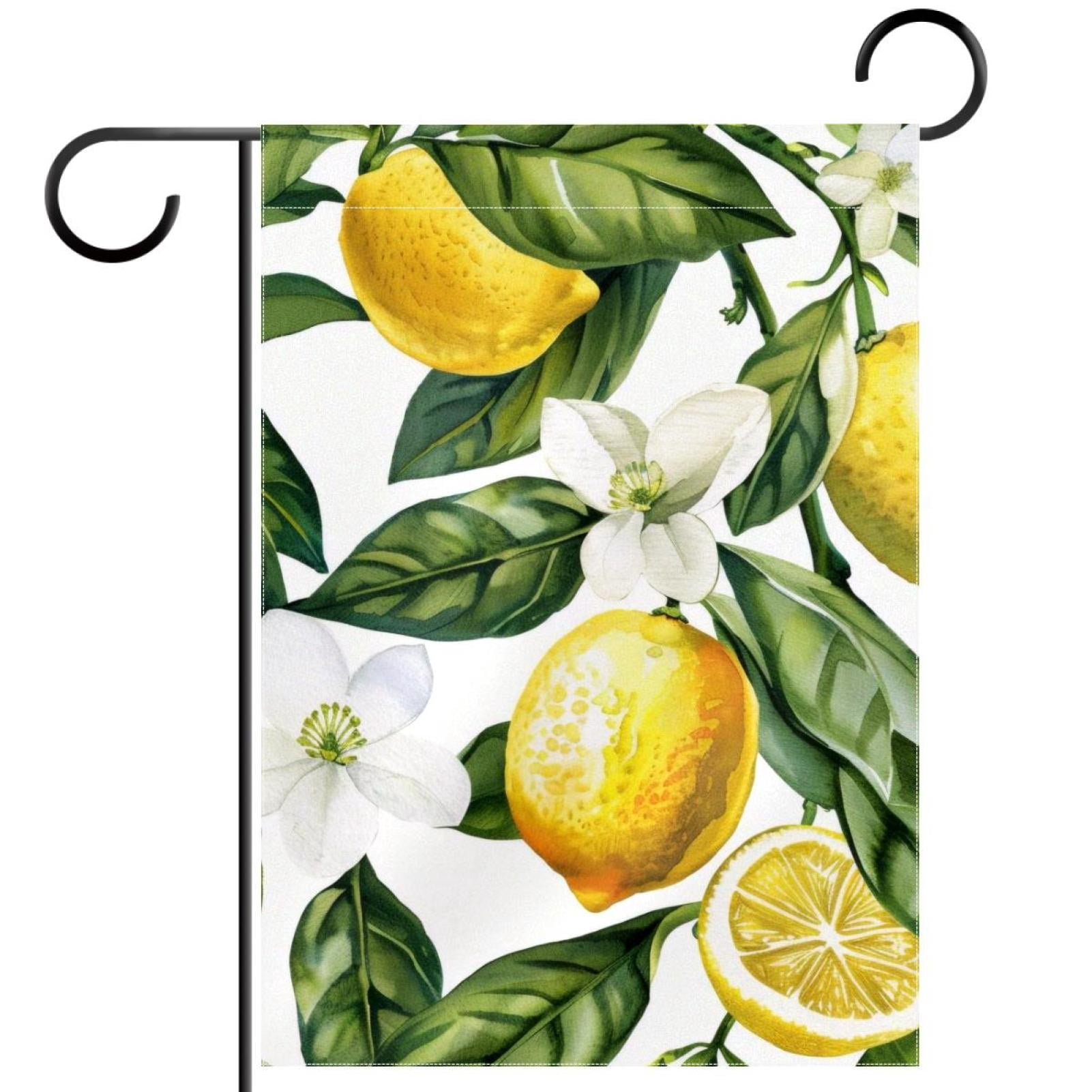 Welcome Lemons with Leaves and Flowers Garden Flag, Vertical Double ...