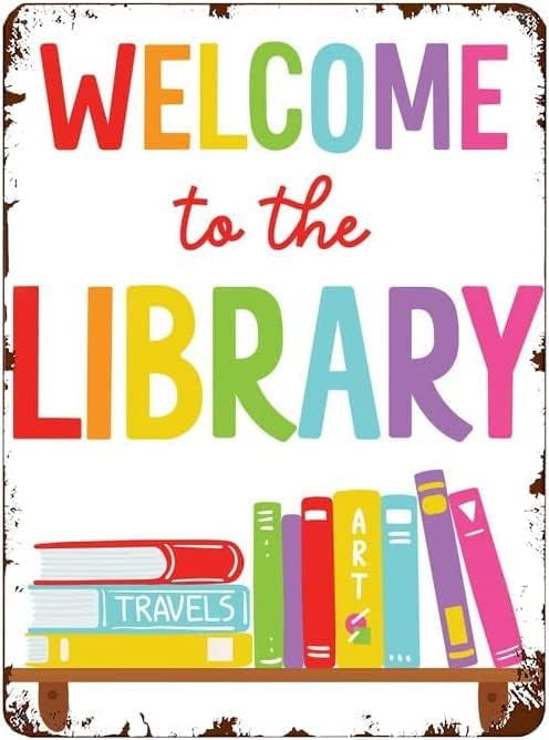 Welcome Library School Sign, School Library Poster Classroom ...