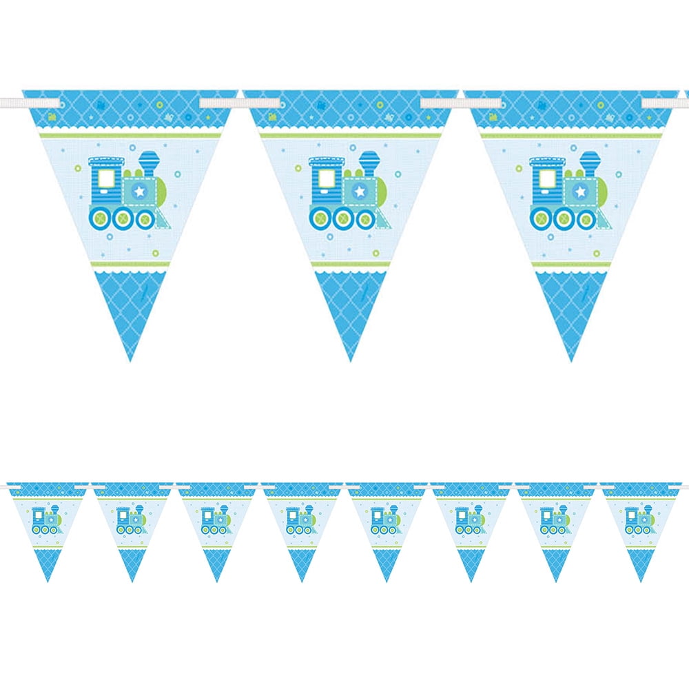 Welcome Little One Boy Pennant Banner (Each) - Baby Shower Party ...