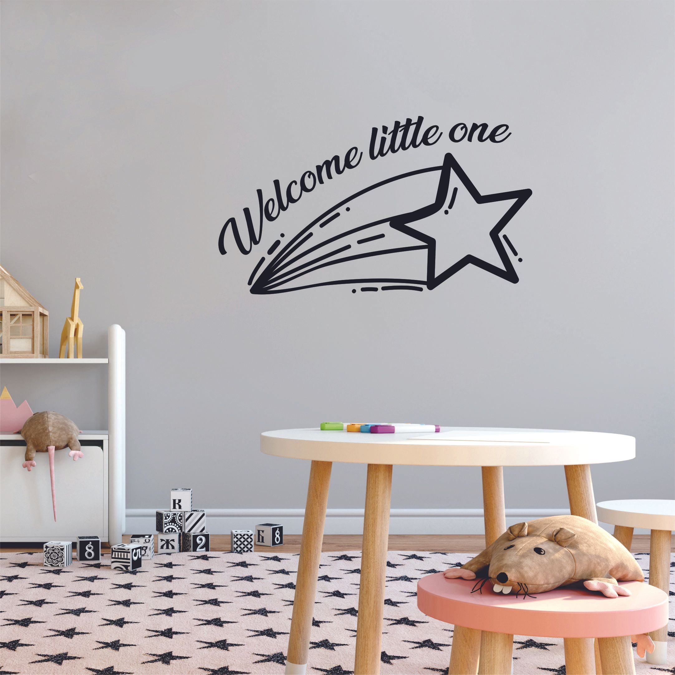 Welcome Little One Star Newborn Baby Babies Quote Wall Sticker Art ...