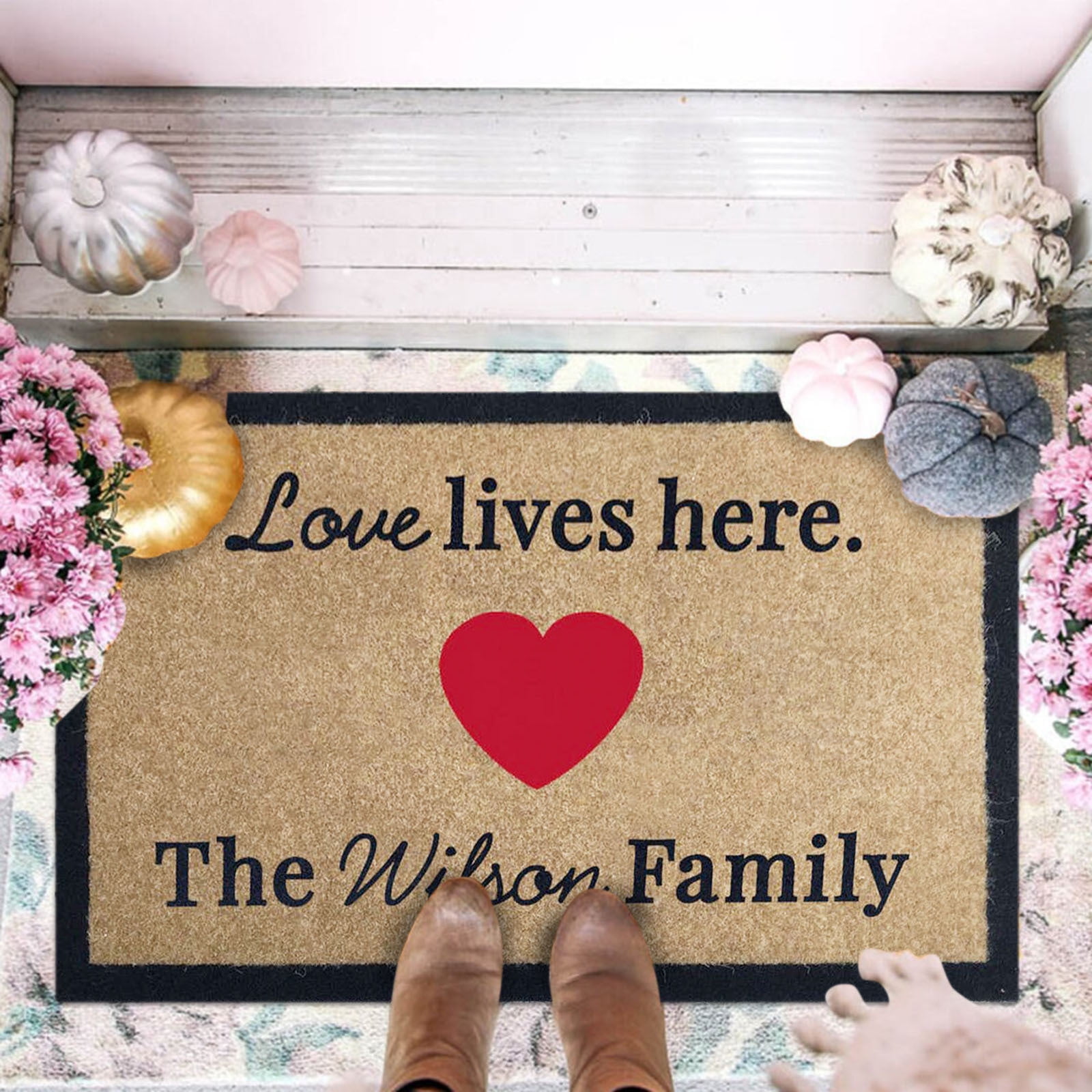 Welcome Love Heart Valentine's Day Doormat, Valentine's Day Love Heart ...