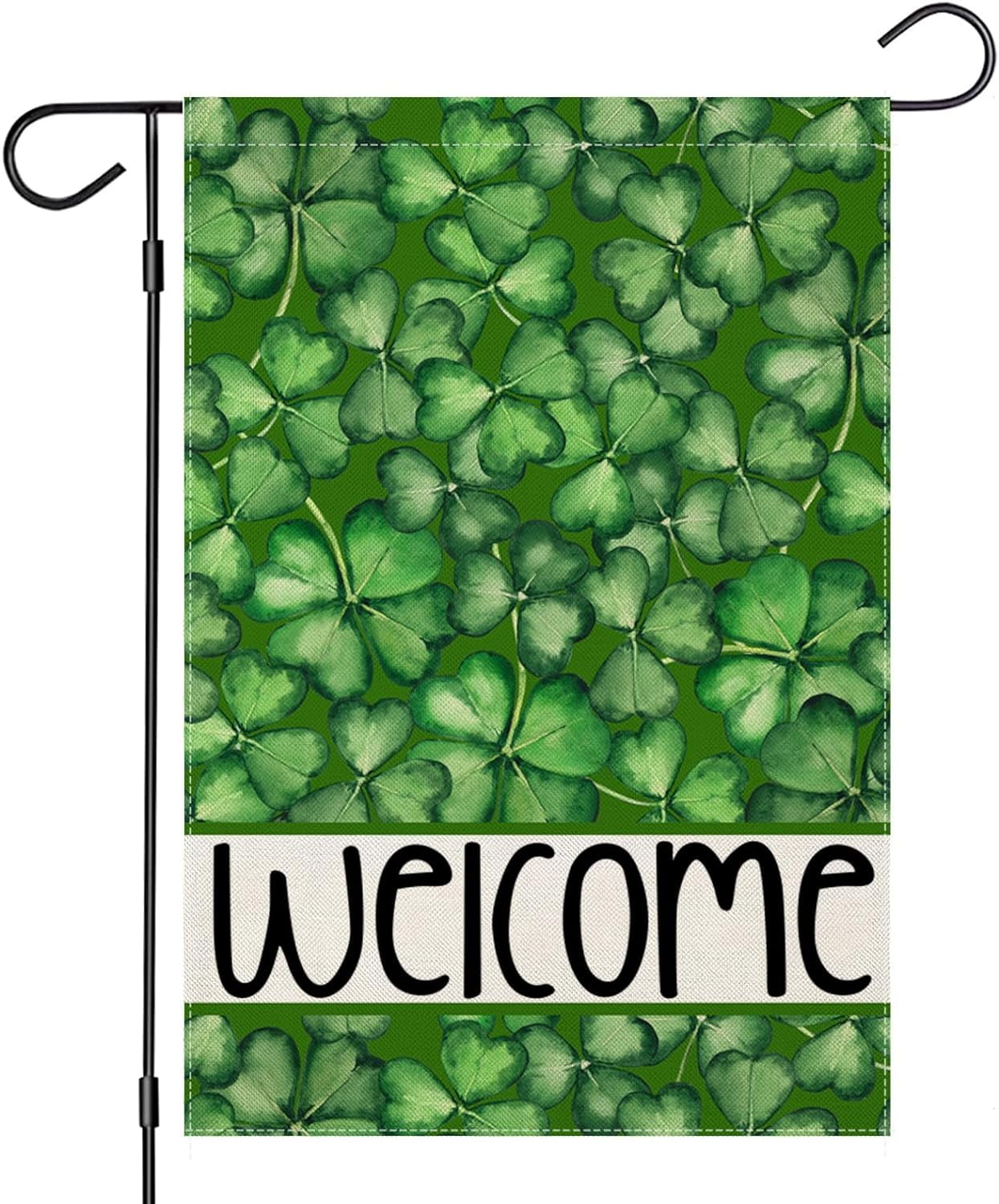 Welcome Lucky Shamrocks Garden Flags for Outside Double Sided, St Patricks Day Lucky Clovers ...