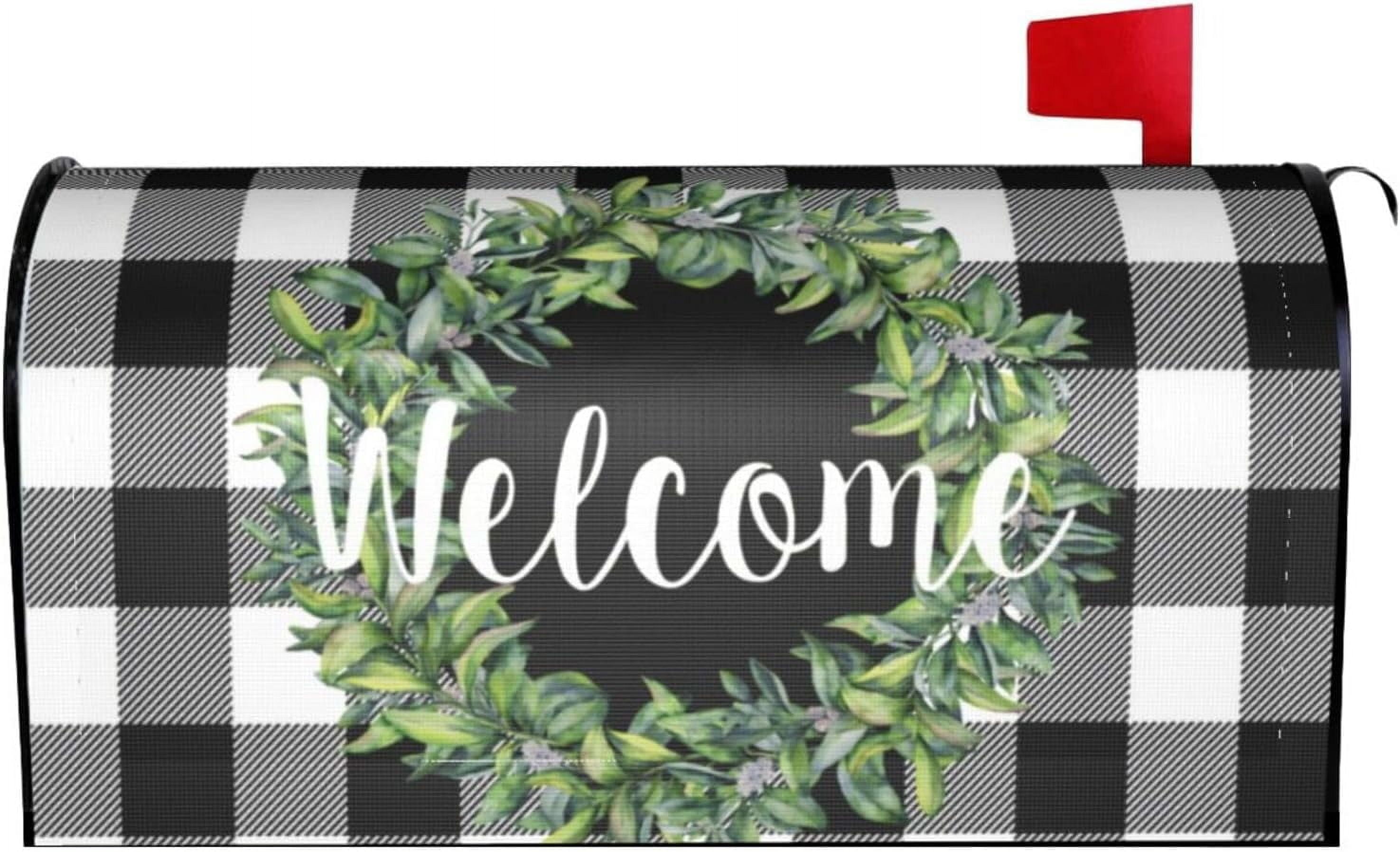 Welcome Mailbox Cover Magnetic Standard Size 21 x 18 Inch Wreath ...