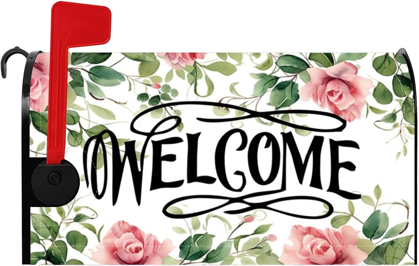 Welcome Mailbox Cover Pink Roses Spring Floral Post Letter Box Cover ...