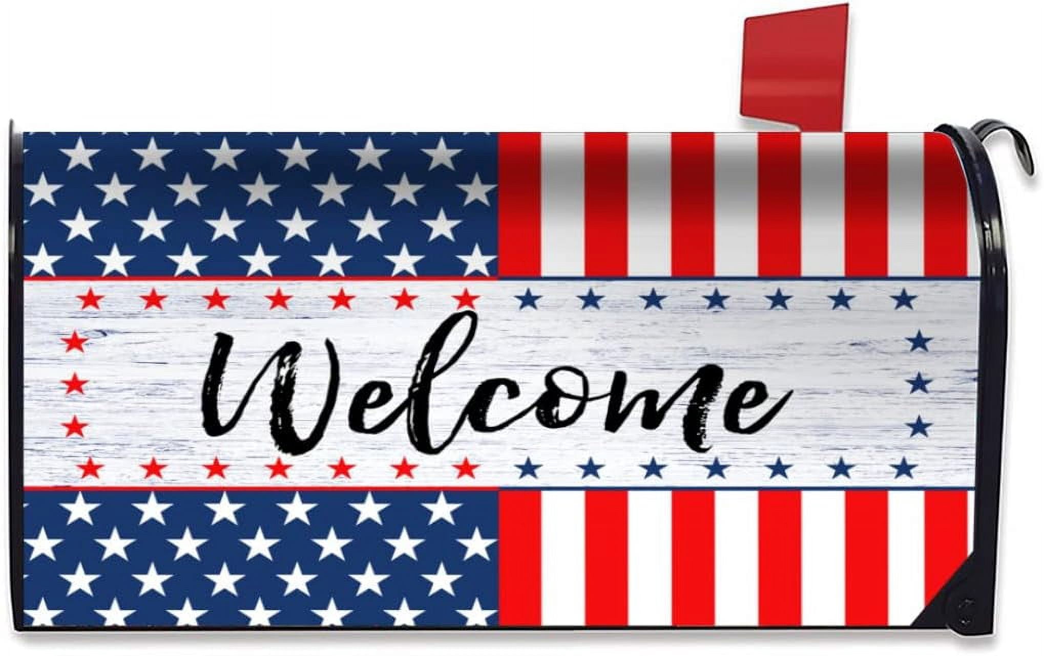 Welcome Mailbox Covers American Flag Patriotic Mailbox Cover Magnetic ...
