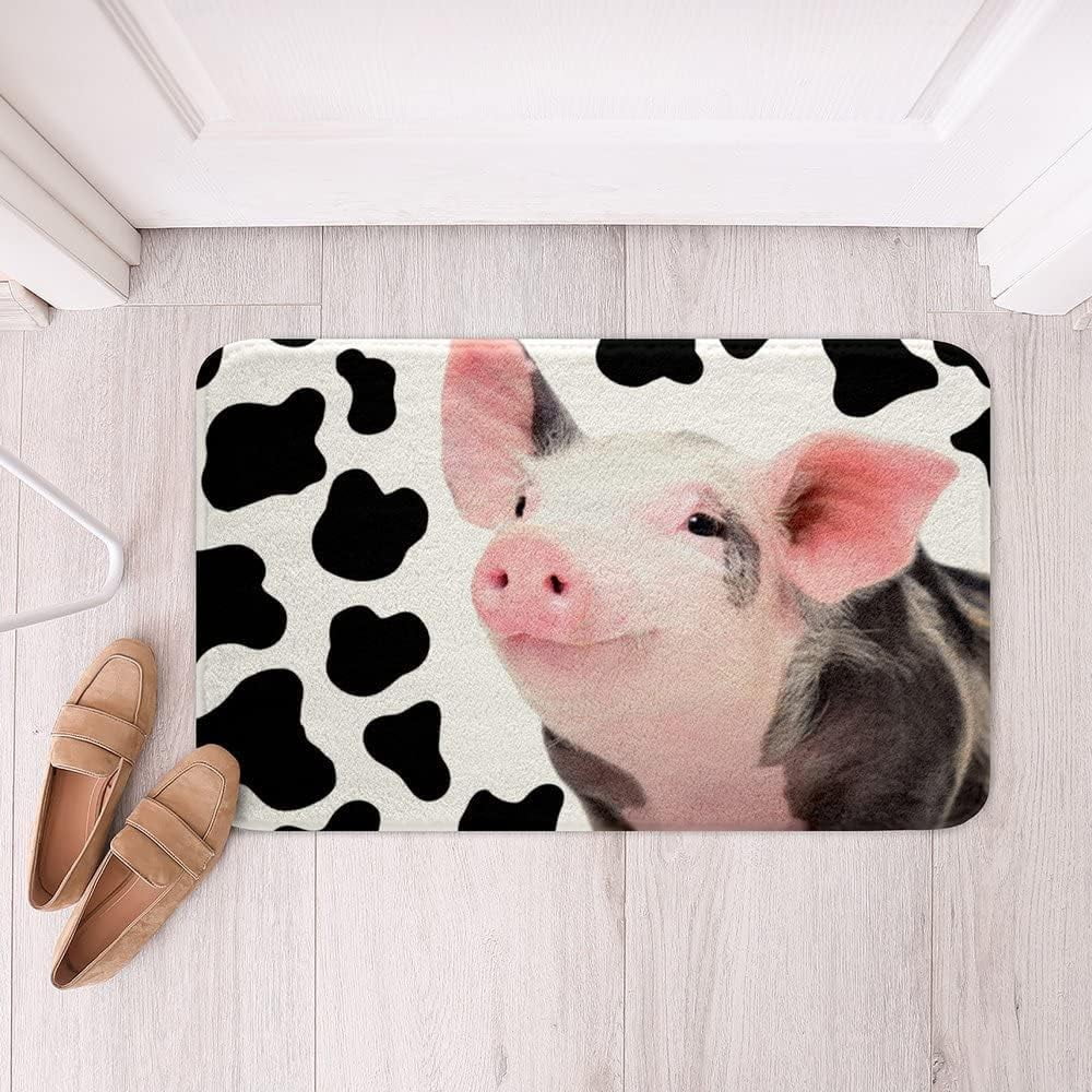 Welcome Mat 3D Pig Milk Cow Pig Pattern Cute Animals Theme Home ...