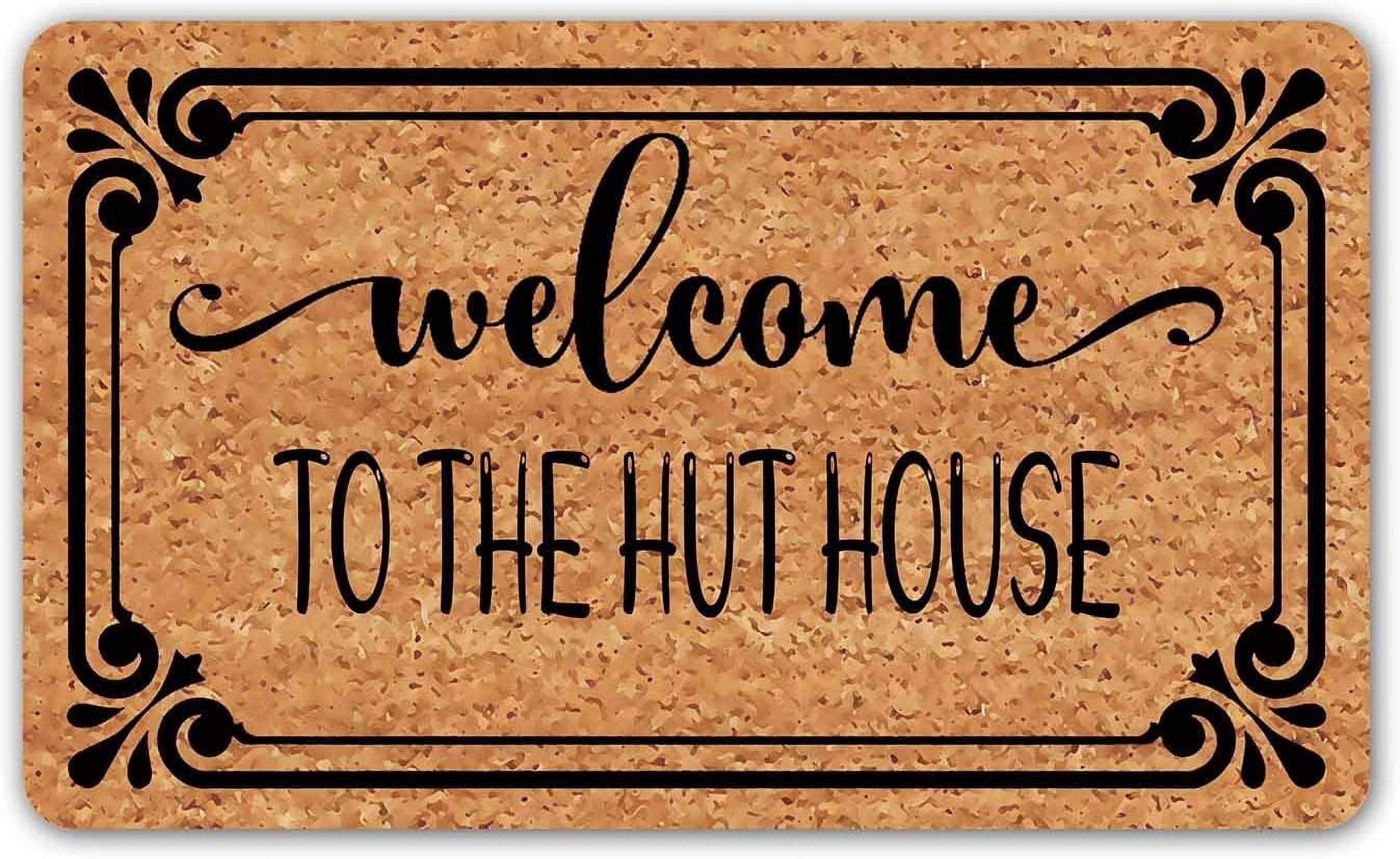 Welcome Mat with Back 24"x16" Welcome to The Hut House Funny Dogs Theme ...