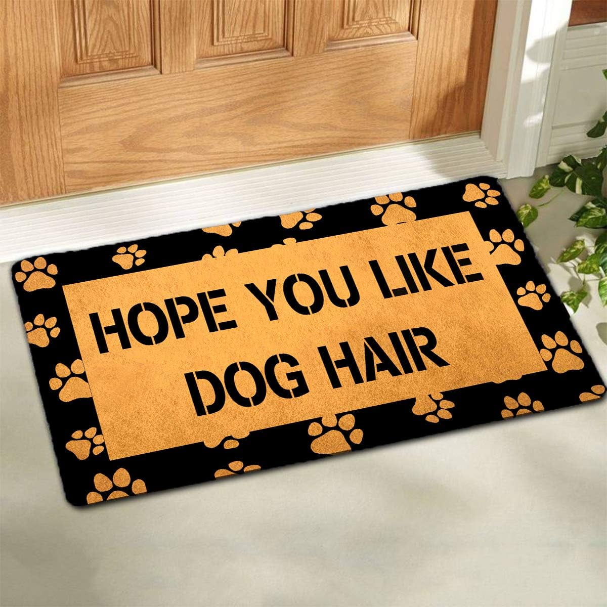 Welcome Mat with Back Hope You Like Dog Hair Funny Dog Theme Door Mats ...