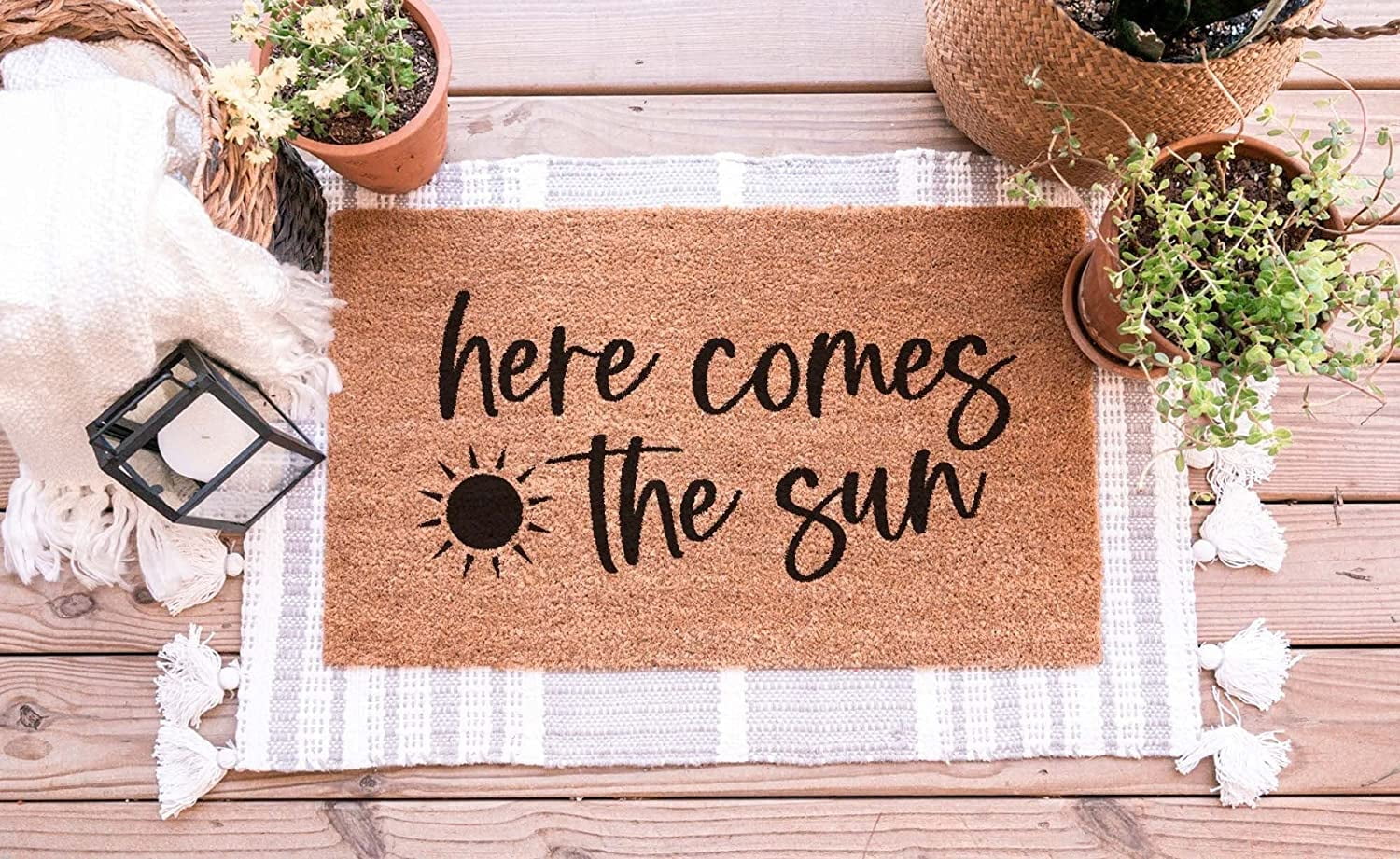 Welcome Mat Floor Mat Front Doormat Here Comes The Sun Sun Doormat Cute ...