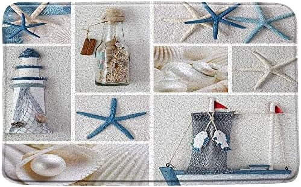 Welcome Mat Nautical Starfish Beach Seashell Lighthouse Ocean 20 x 32 ...