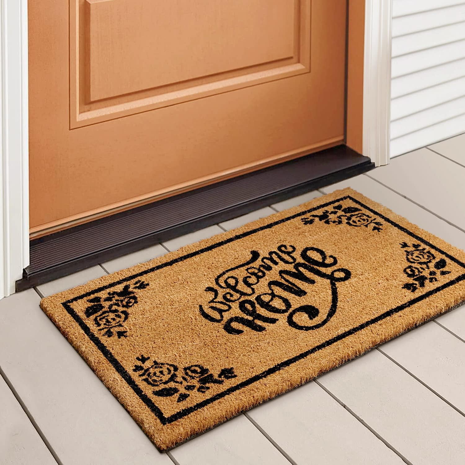 Welcome Mat Outdoor Coco Coir Doormat, with Heavy-Duty PVC Backing ...