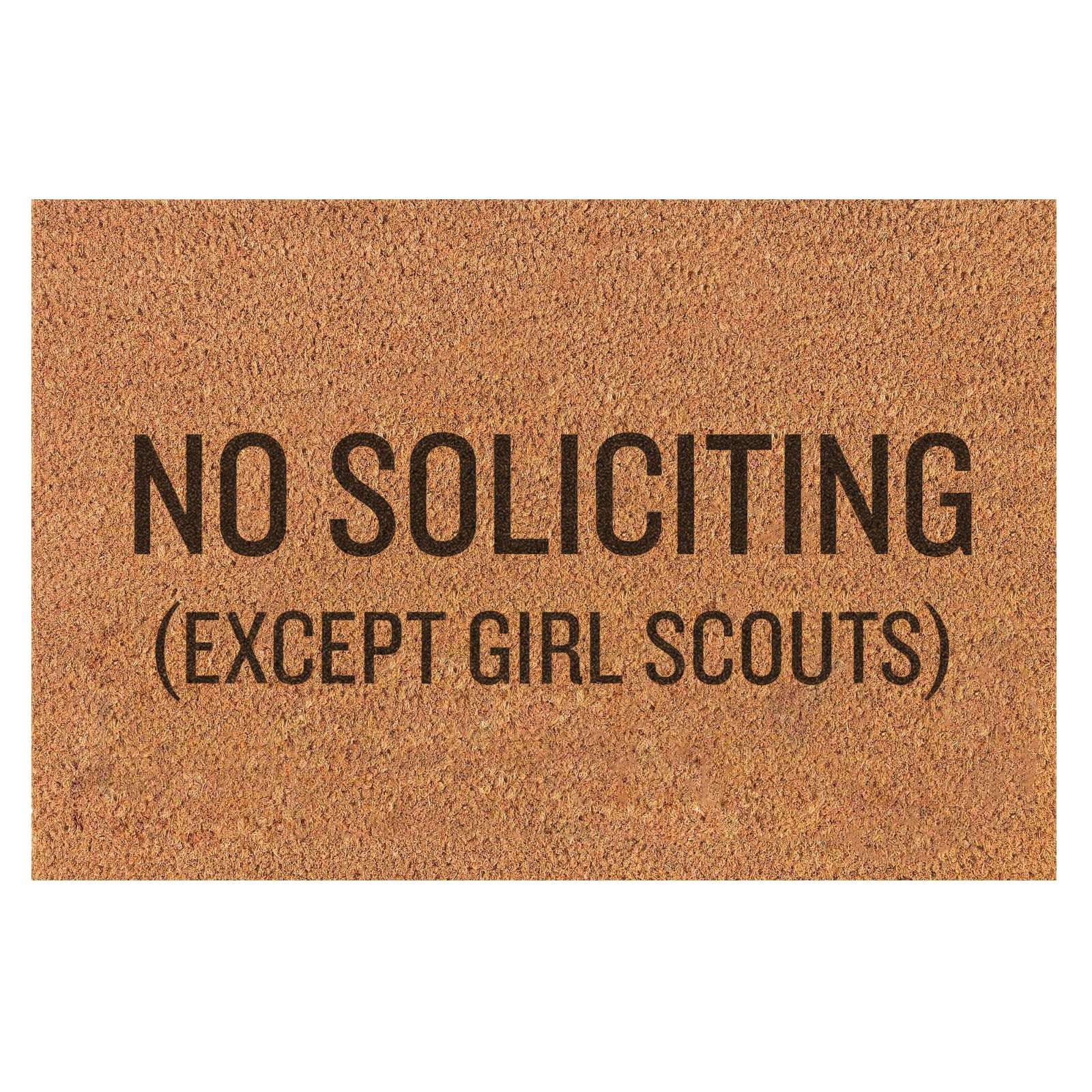 Welcome Mat Outdoor Fun Slogan Mat No Soliciting Except Girl Scouts Entry Way Rugs Indoor ...