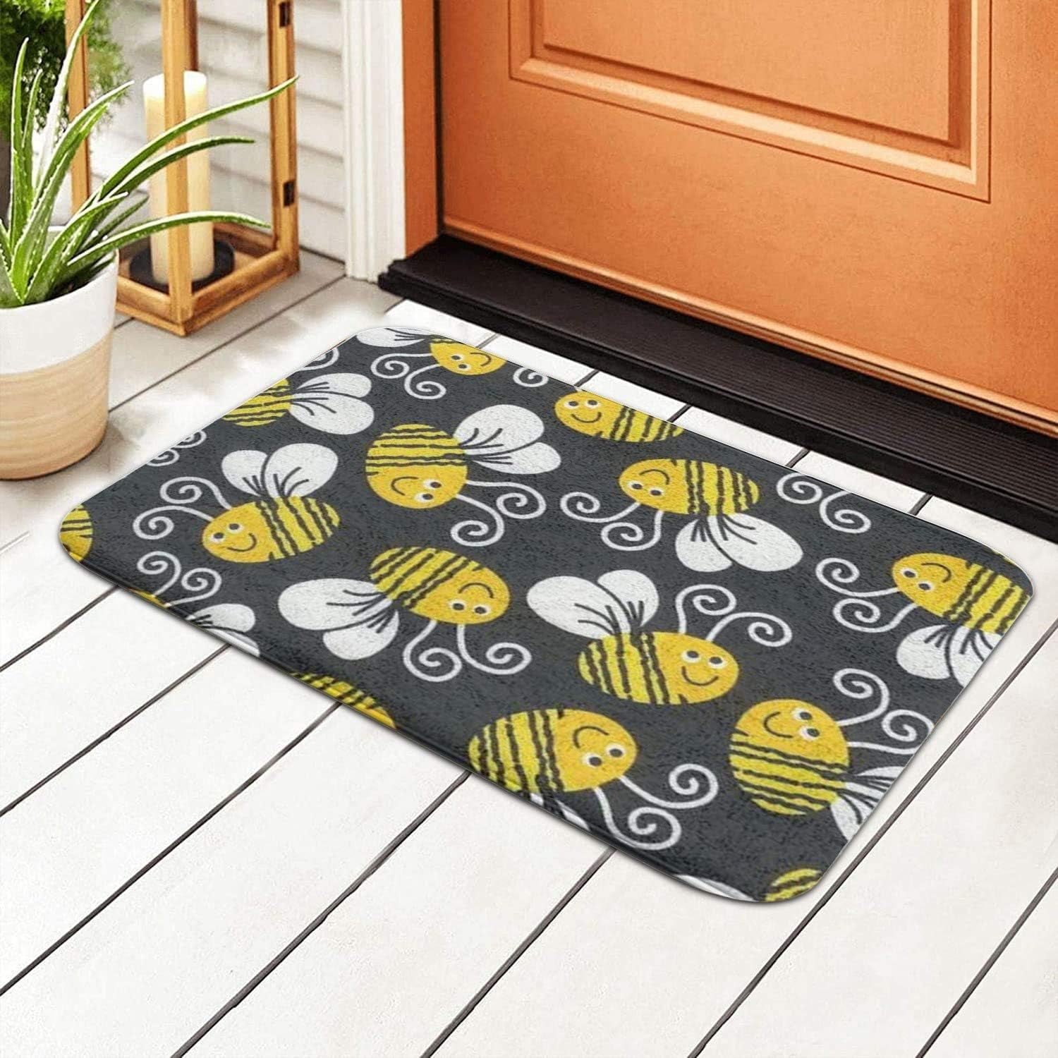 Welcome Mat Sunflower Bee Gnome Print 24 x 36 Inch Doormat Outdoor ...