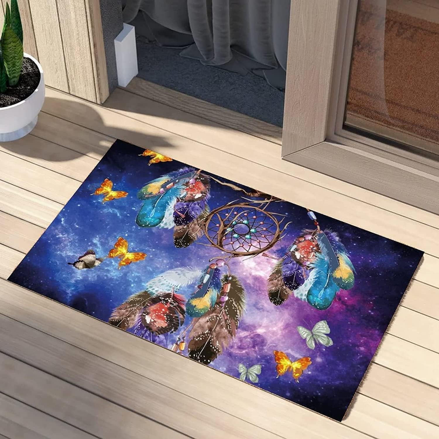 Welcome Mat Wind Chimes Galaxy Stars Mat Inside Outside Entry Rugs ...