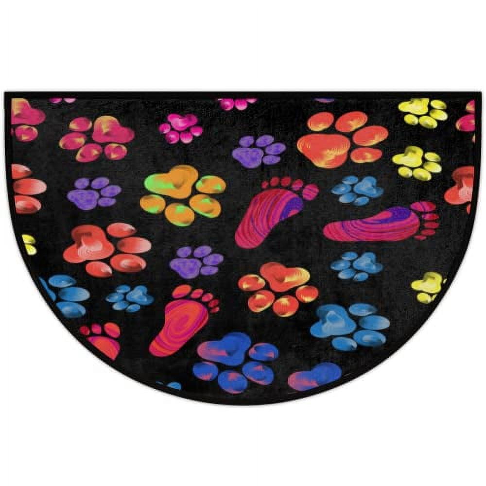 Welcome Mats for Front Door Entry Paw Print Trails Half Round Door Mat ...